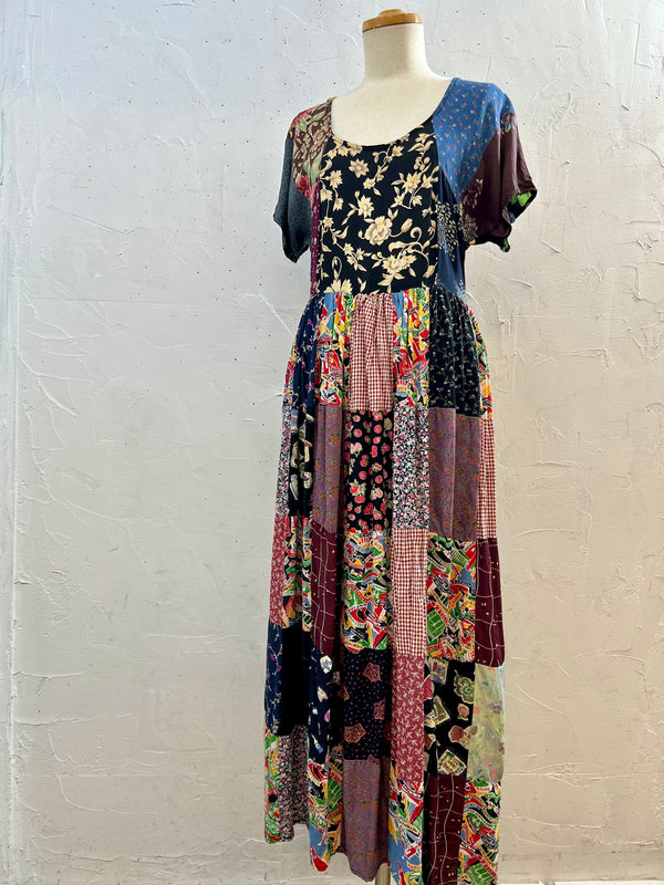 Vintage Patchwork Dress MADE IN USA [H28196] – GROGGROG